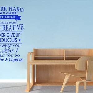 Motivational "work Hard..." Wall Quote, Wall Art Sticker, Vinyl Decal ...