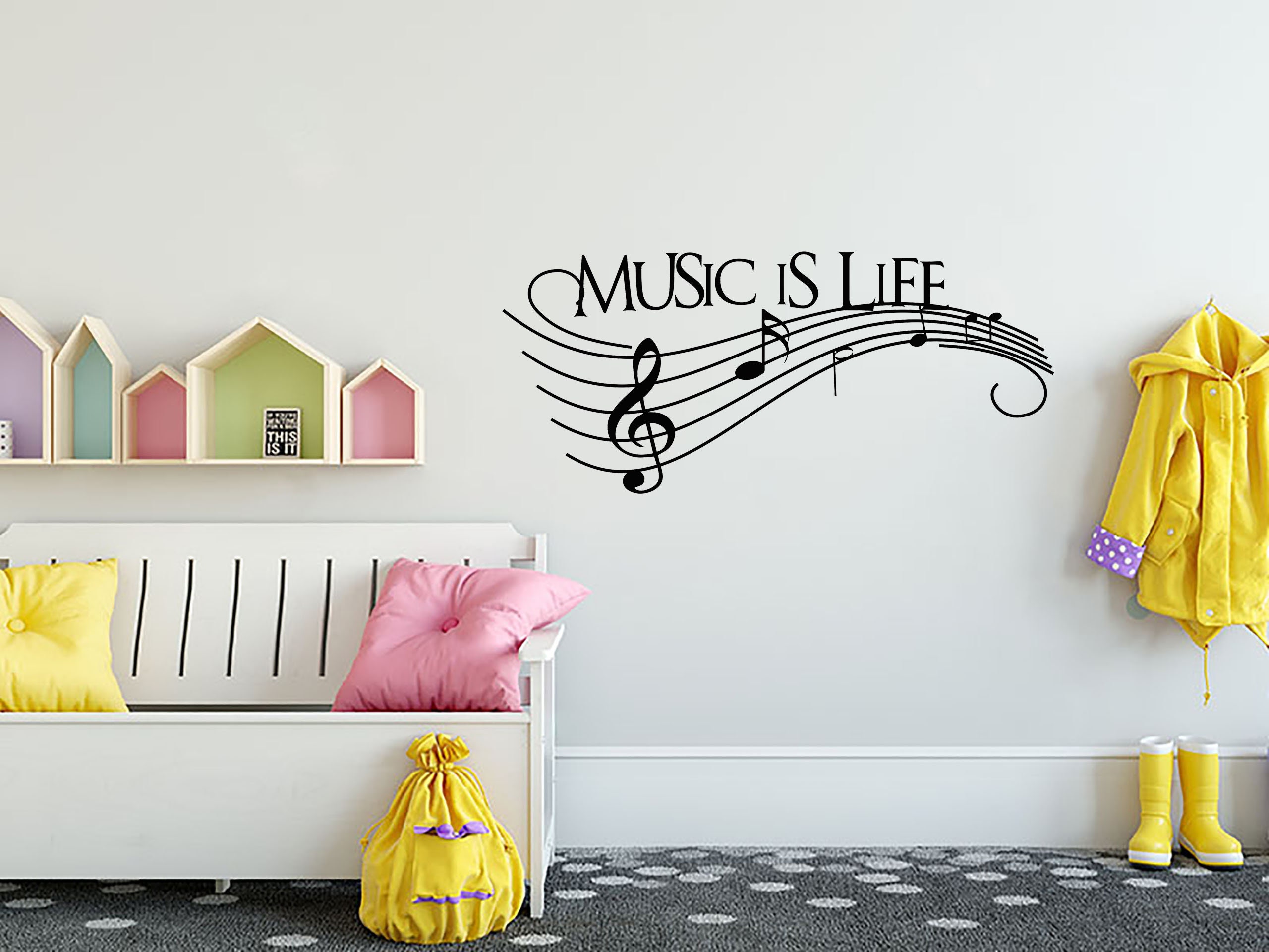 Wall Quote Music Is Life Music Sticker Decal Decor | Etsy