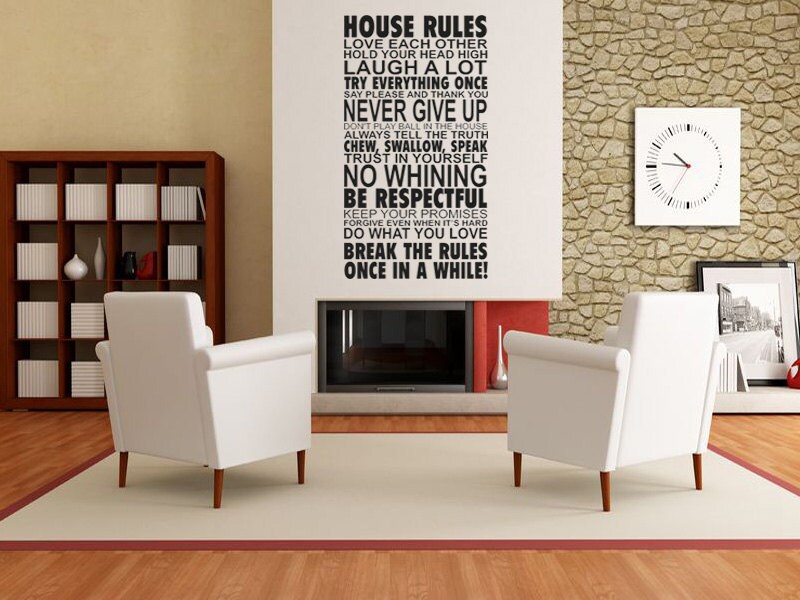 House Rules Wall Art Quote Wall Sticker Vinyl Decal Modern - Etsy