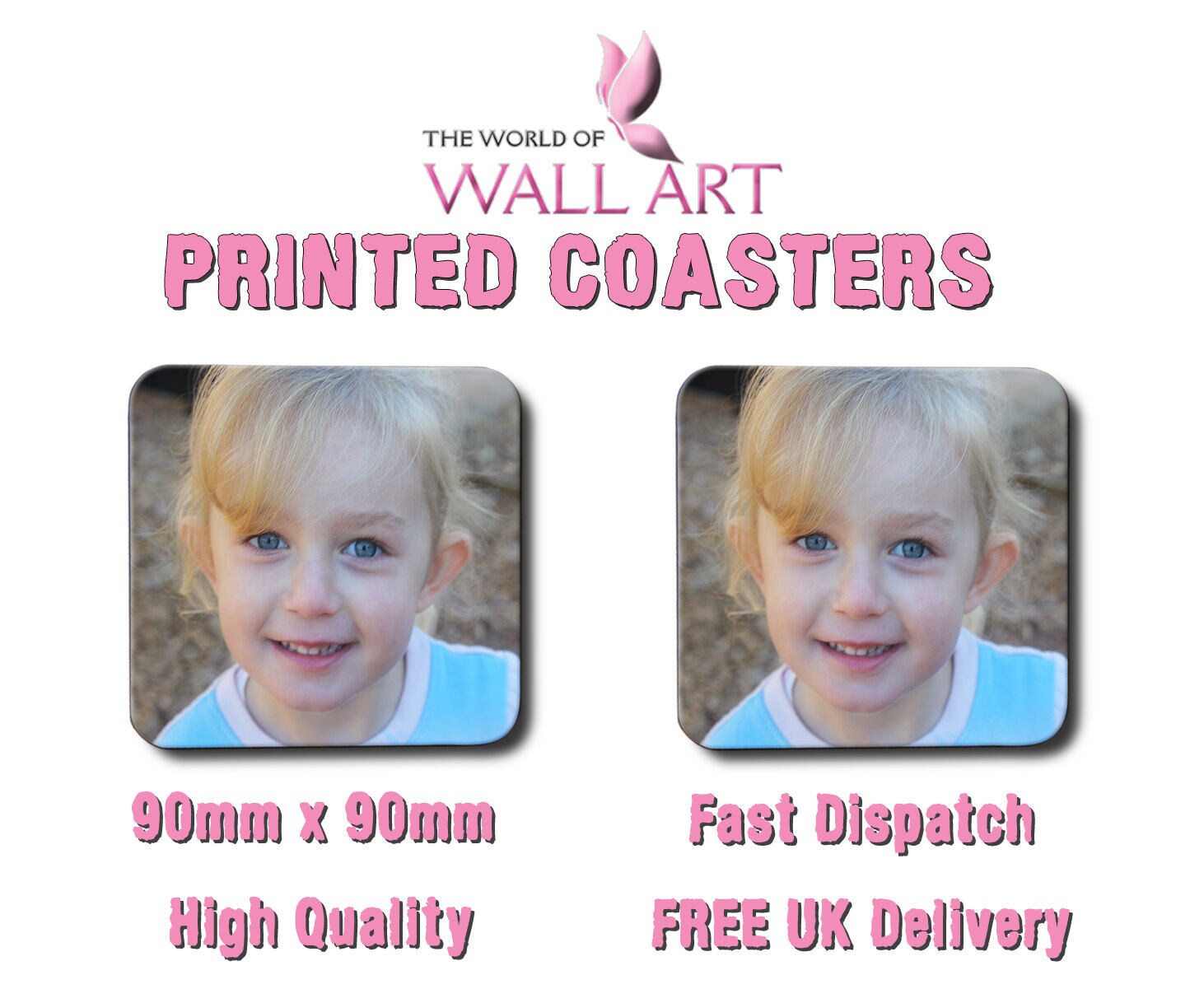 Printed Full Colour Coasters Any Photo Any Text High - Etsy