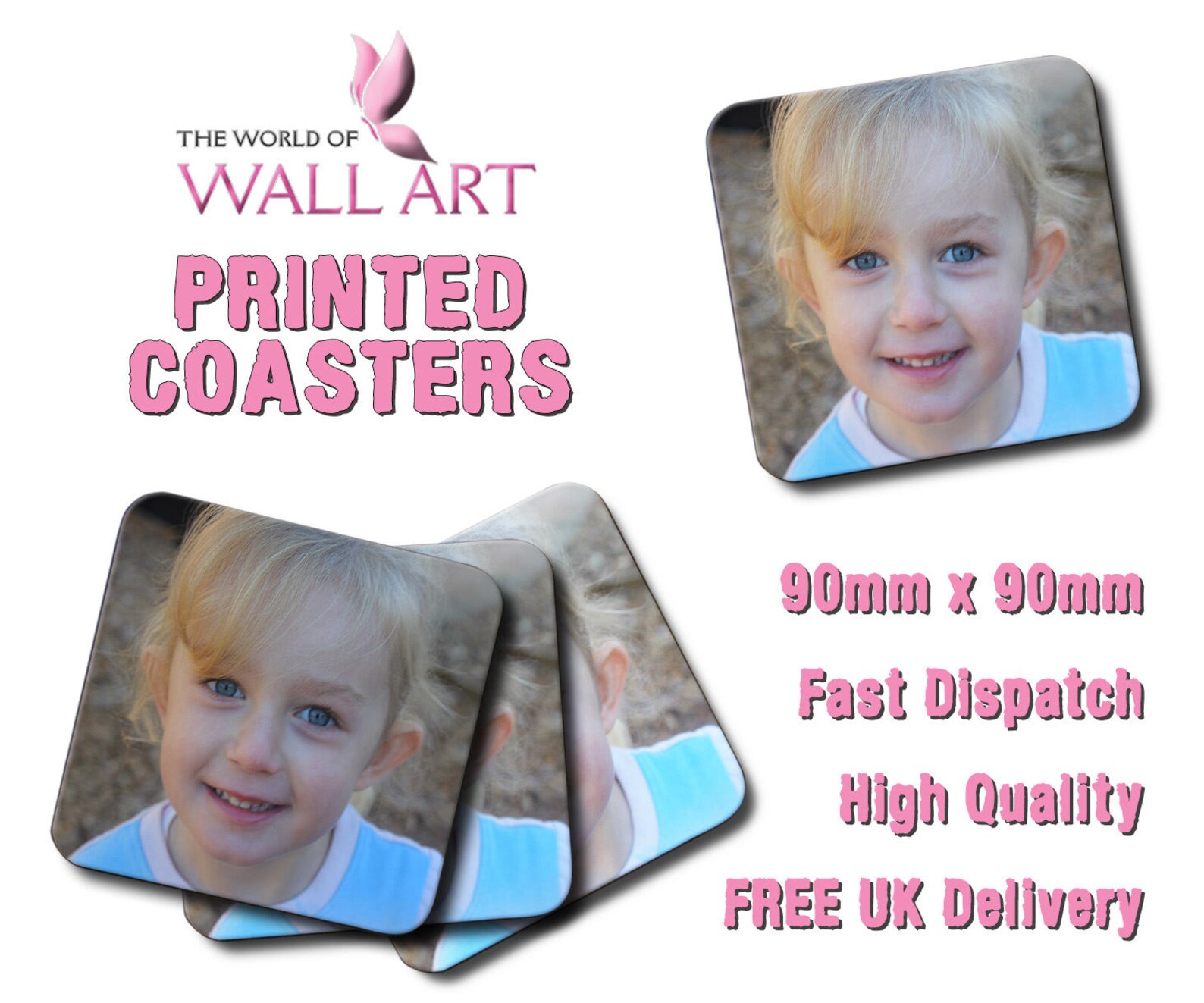 Printed Full Colour Coasters, Any Photo, Any Text, High Quality Wooden ...