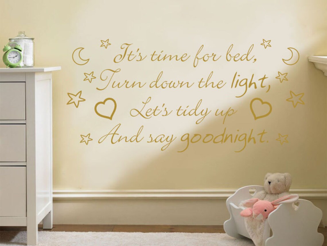 Nursery Wall Quote it's Time for Bed Turn Down the | Etsy