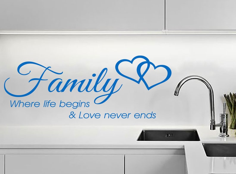 Family Wall Decal: Where Life Begins, Love Never Ends - Vinyl Wall Art ...