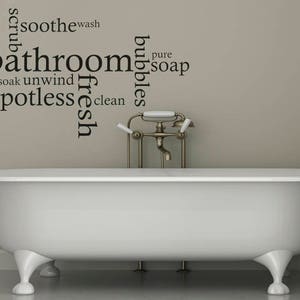 Bathroom Wall Quote Word Cloud, Wall Art Sticker, Decal, Modern ...