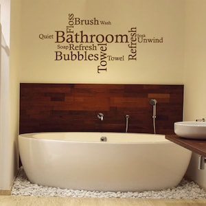 Bathroom Wall Quote - Word Cloud, Wall Art Sticker, Vinyl Decal, Modern ...