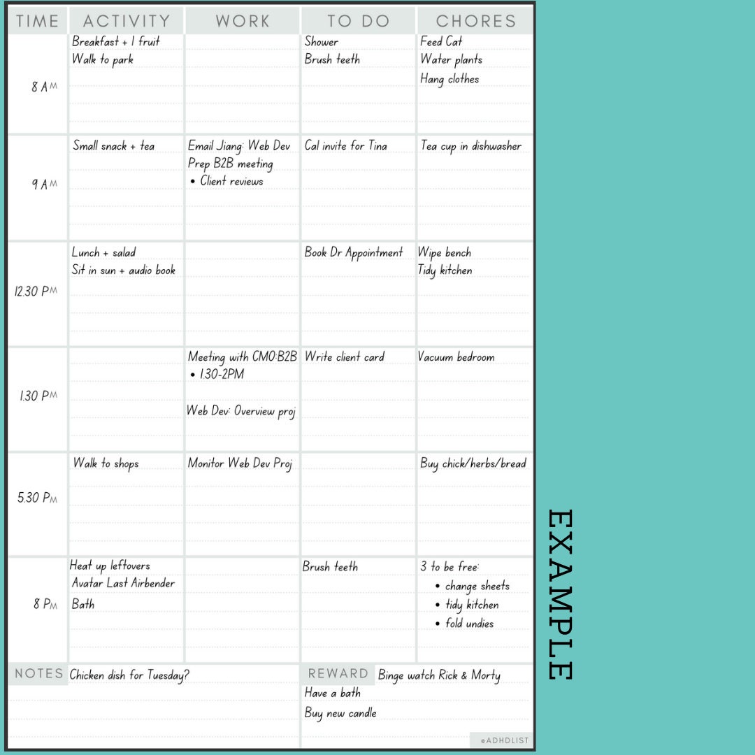 ADHD Daily Planner - Printable Template (best Seller) - Etsy Australia