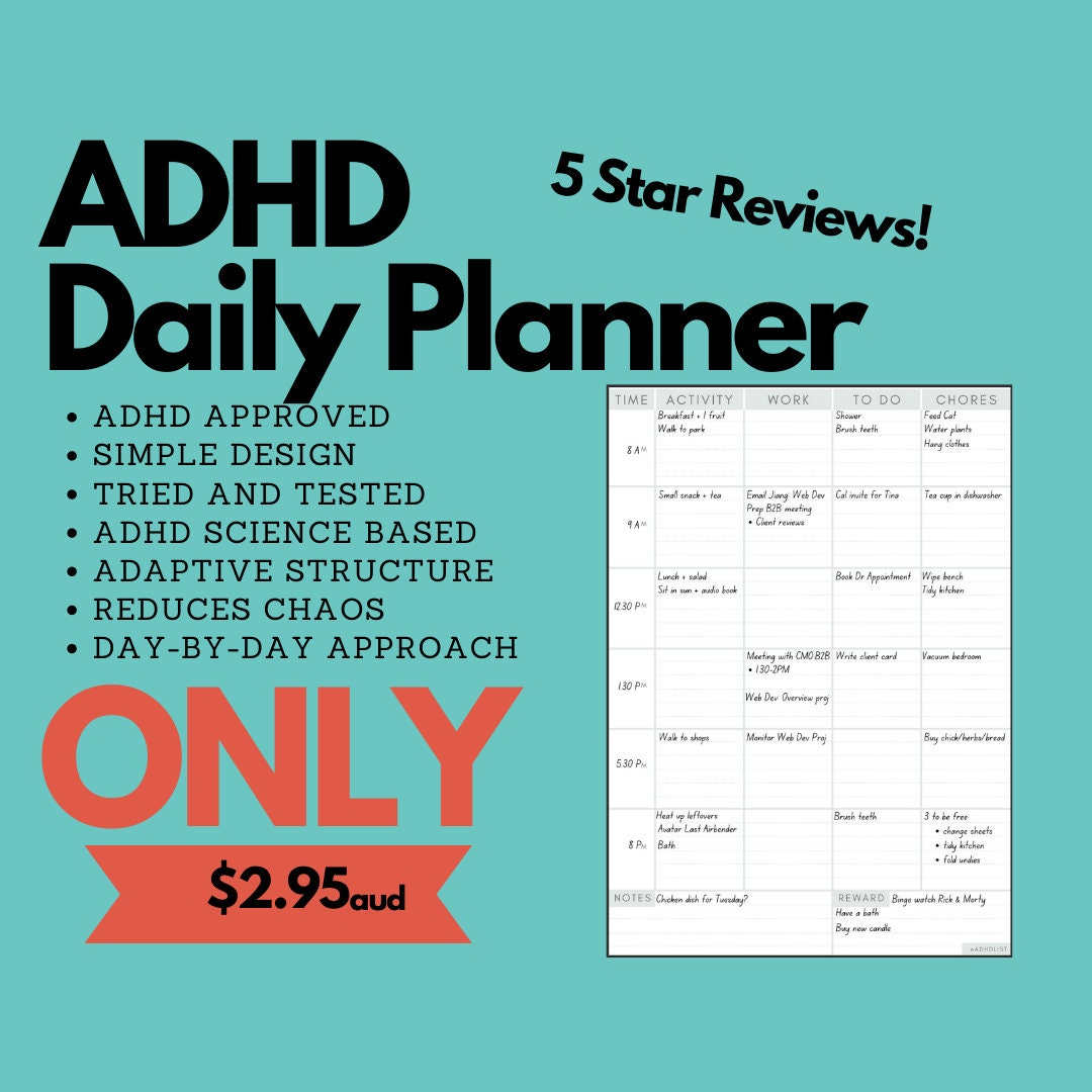 ADHD Daily Planner - Printable Template (best Seller) - Etsy Australia