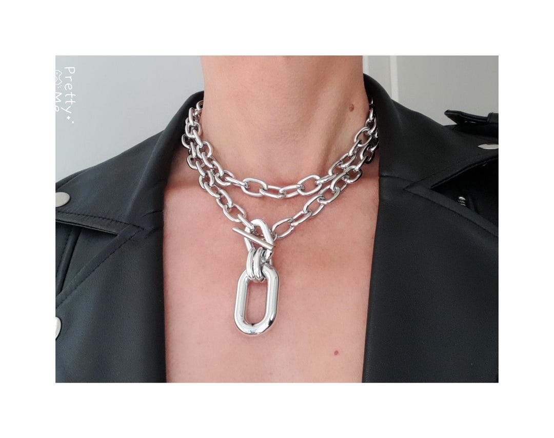 Layering Y-necklace Silver Link Chain Paperclip Chains Multi Layer ...