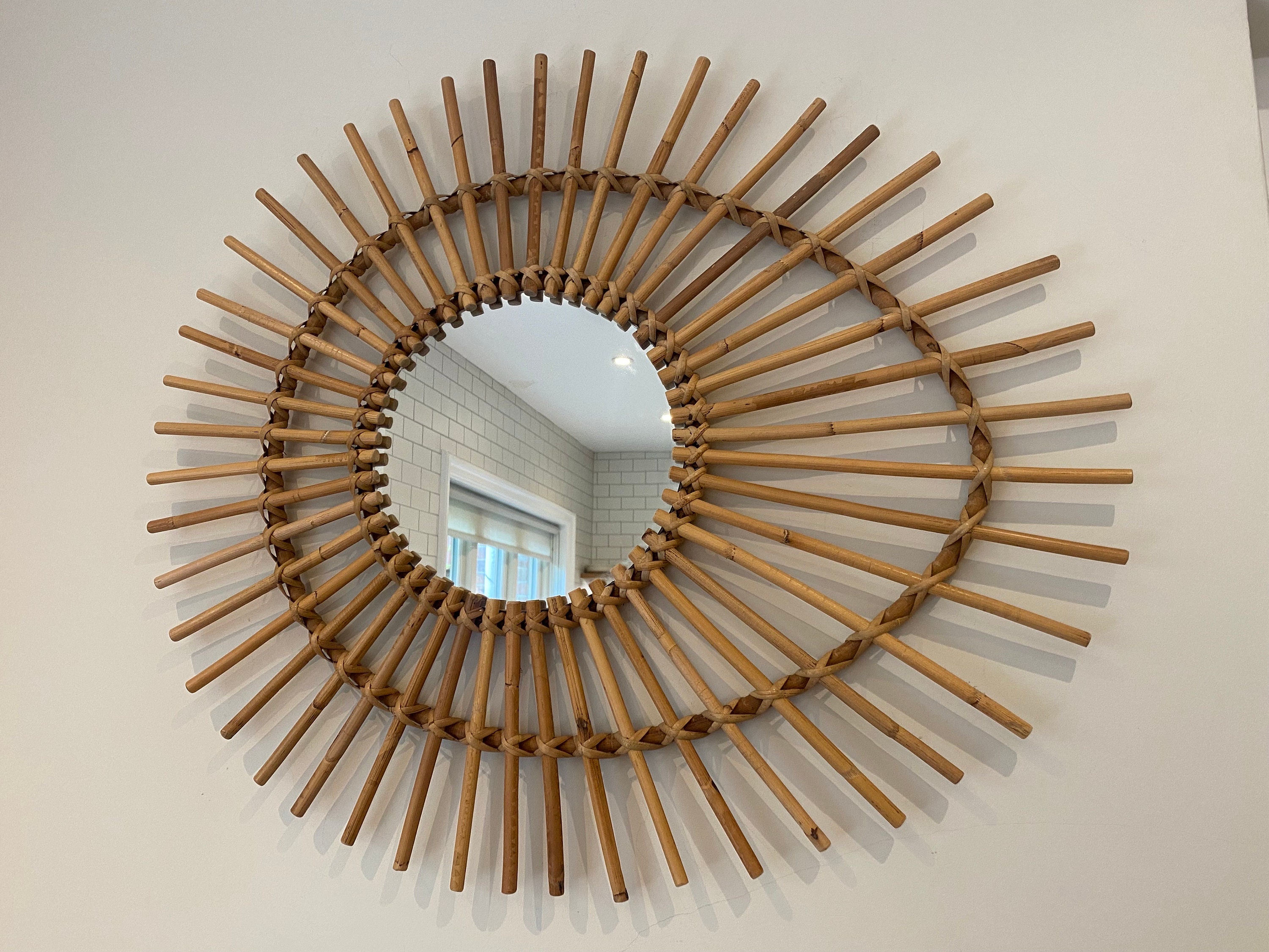 Large Vintage French Rattan/bamboo Sunburst Mirror Mid Century 1960s - Etsy