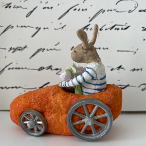 Bunny Driving Carrot Car Spun Cotton Figure - Etsy