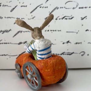 Bunny Driving Carrot Car Spun Cotton Figure - Etsy