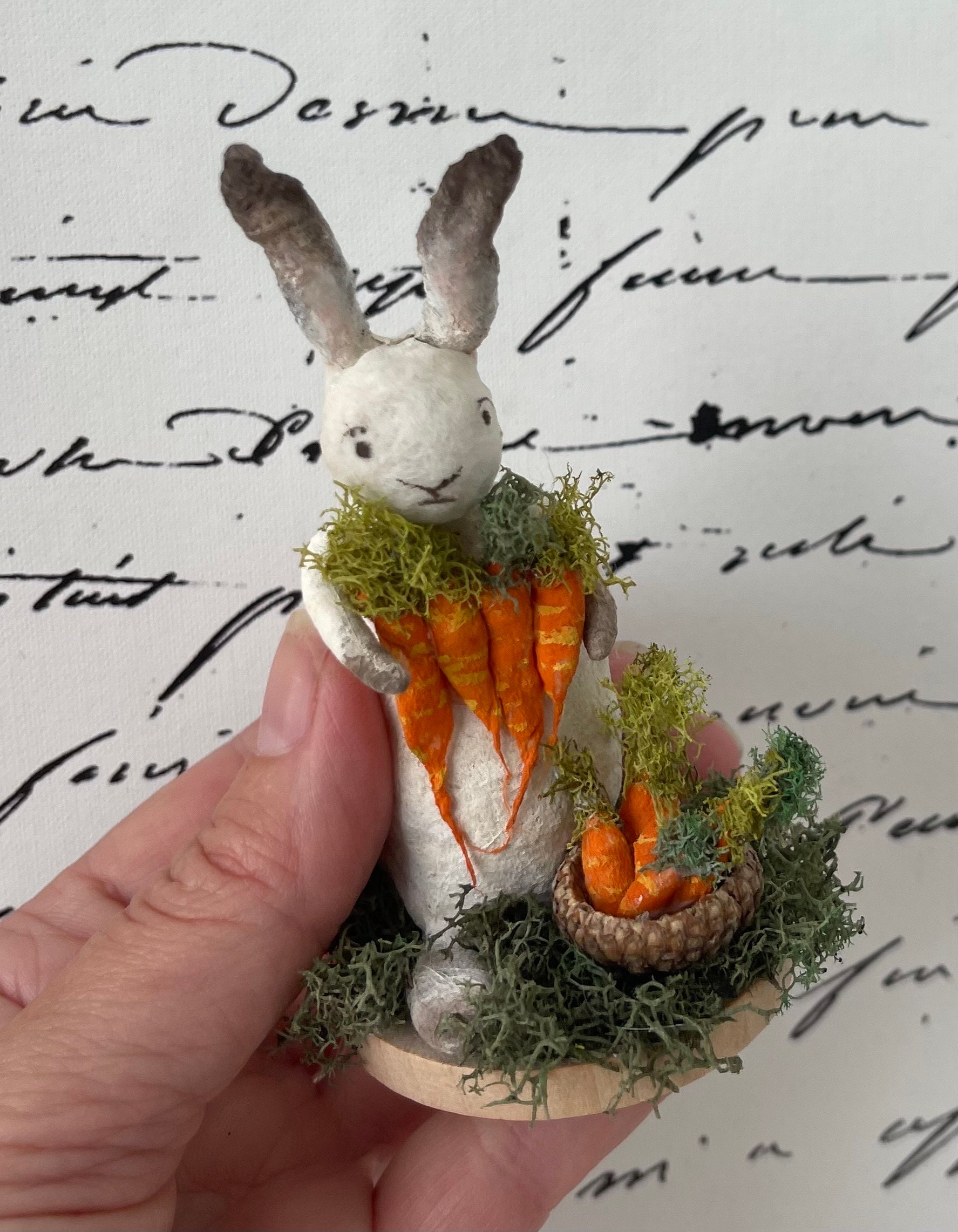 Bunny With Carrot Harvest in Spun Cotton - Etsy