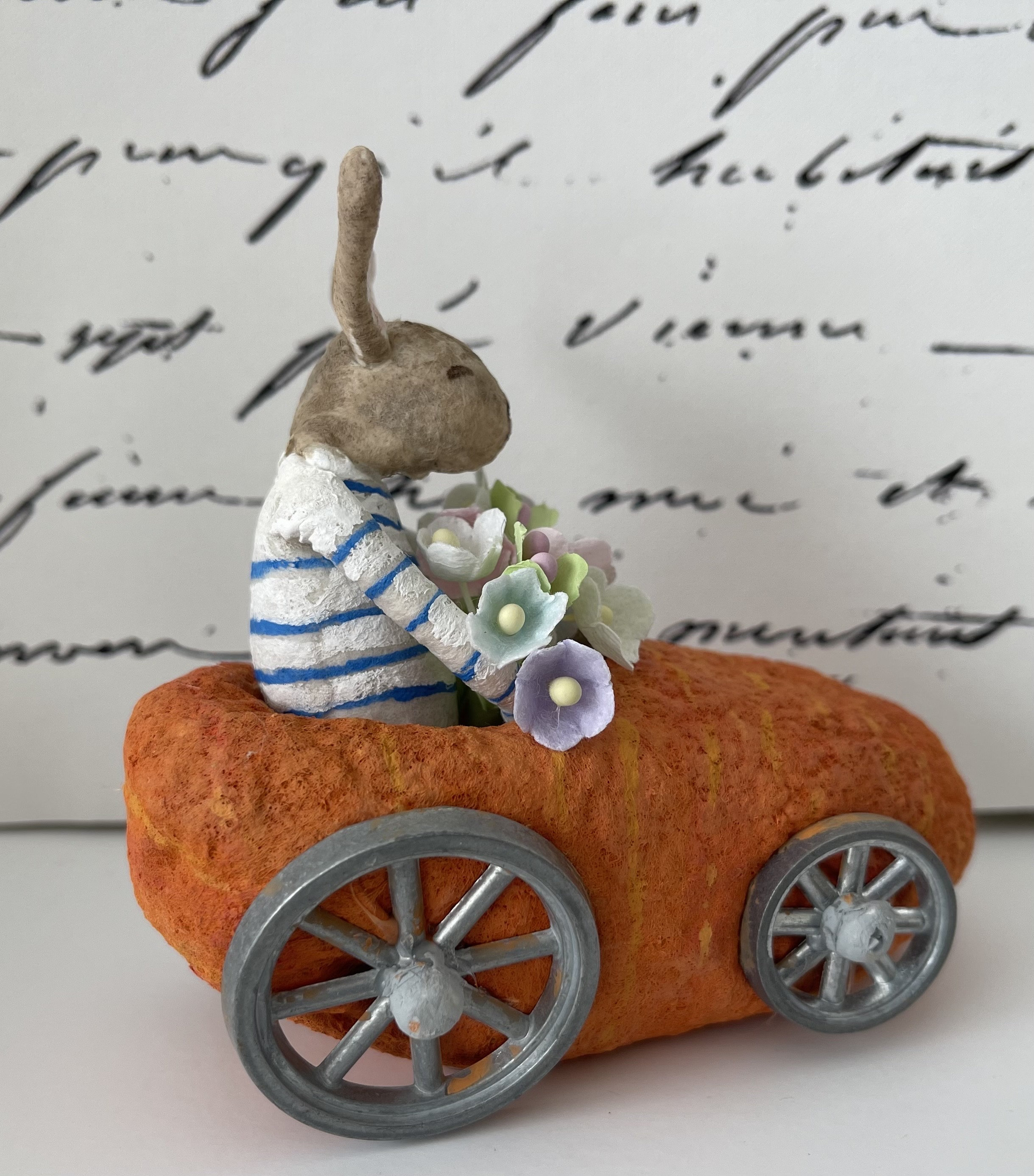 Bunny Driving Carrot Car Spun Cotton Figure - Etsy
