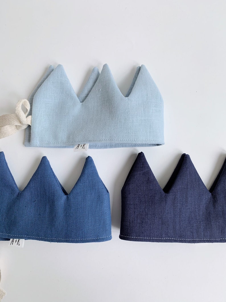 Light Blue Linen Crown Kids Crown Birthday Crown Kroon - Etsy
