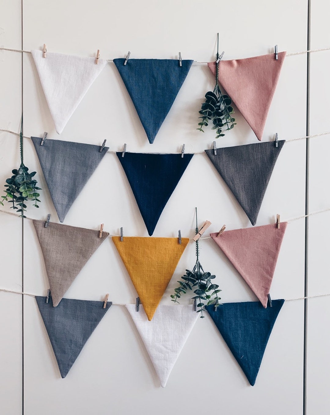 Custom Linen Bunting Flag Banner Pennants - Fabric Flag Banner - Double ...