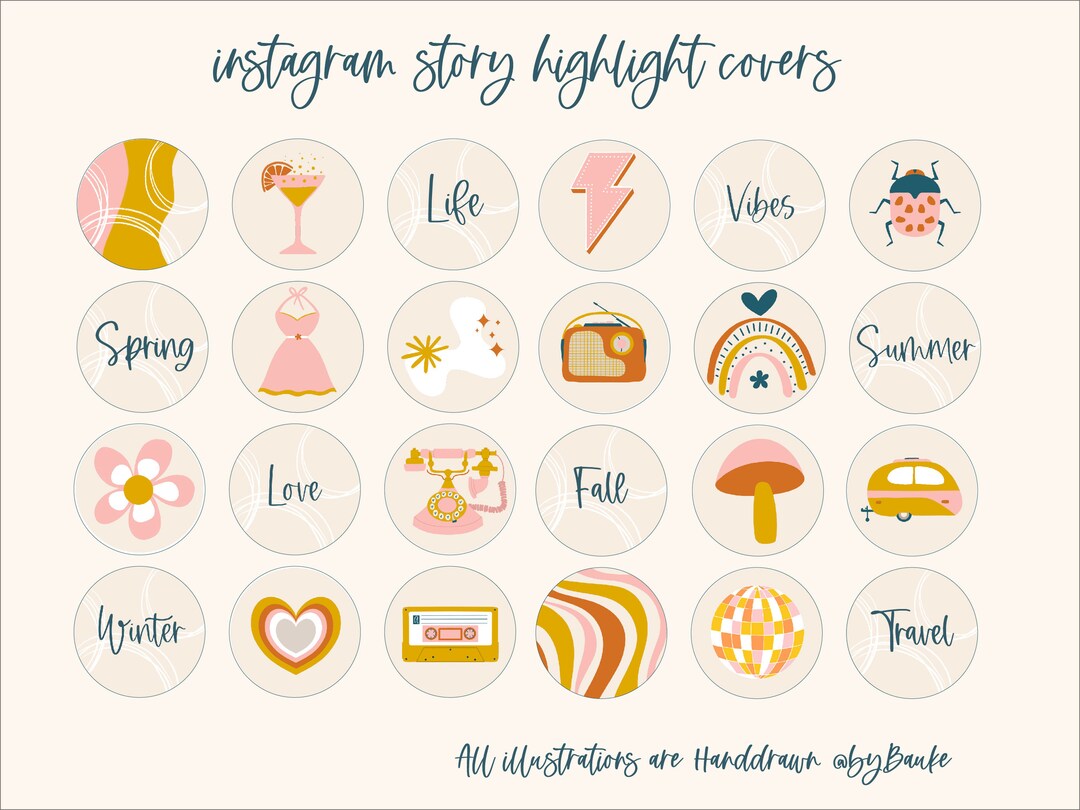 24 Retro Instagram Highlight Covers - Vintage Insta Story Icons - Retro ...