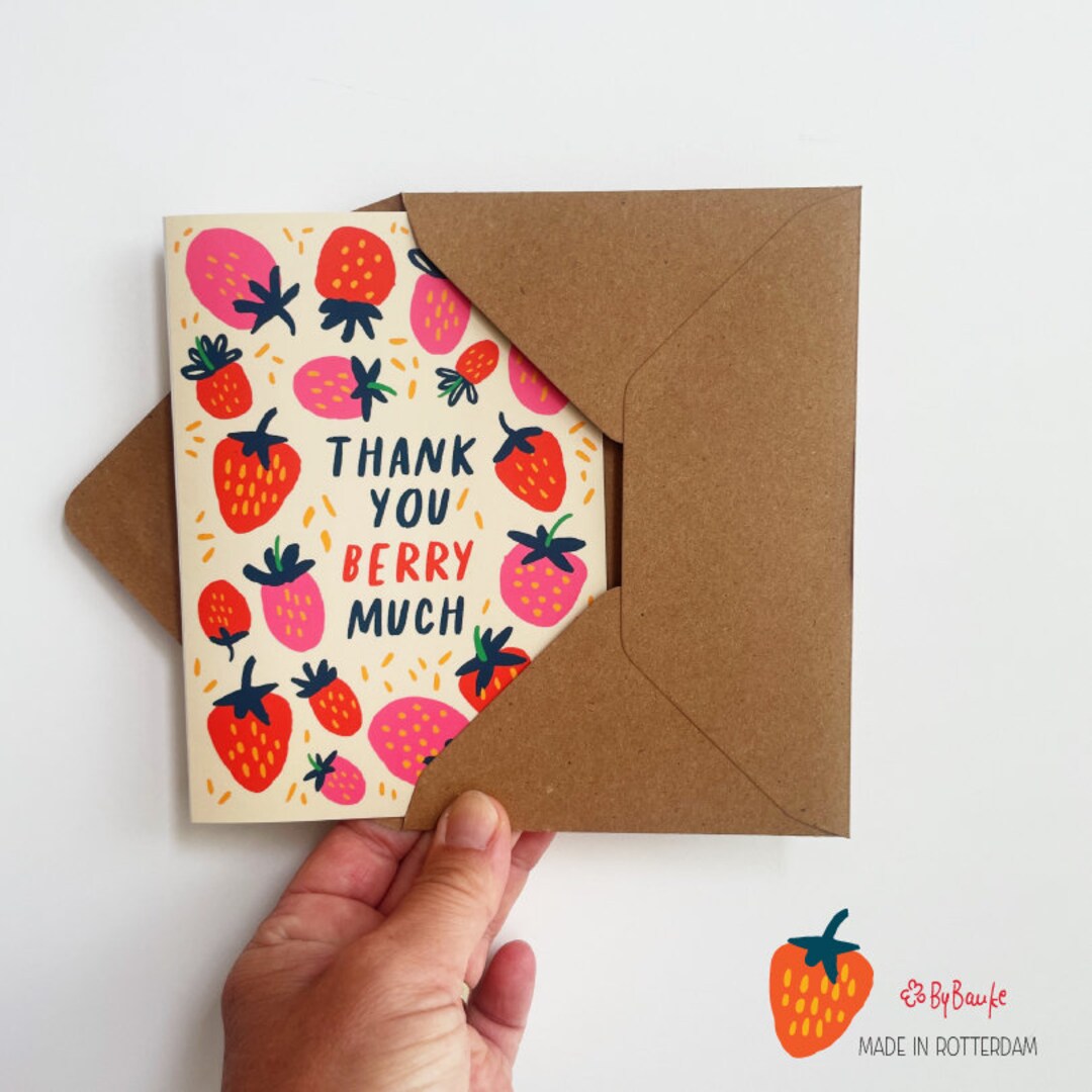 Thank You Berry Much Card - Thank You Greeting Card - Appreciation Card ...