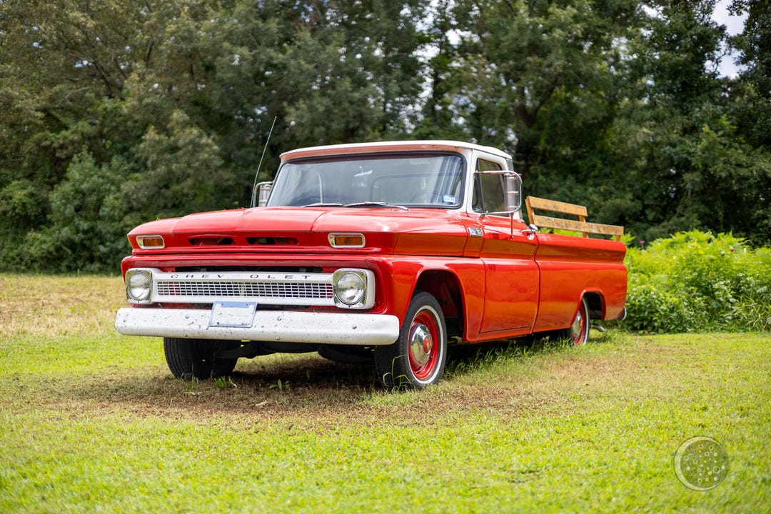 Vintage Red Chevy Truck in Rustic Field Classic American Automobile ...