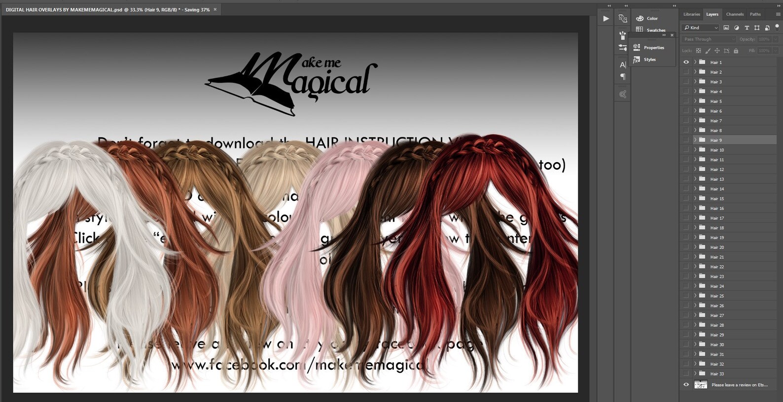 Digital Hair Photo Overlay Pack | 33 Different Hairstyles by ...
