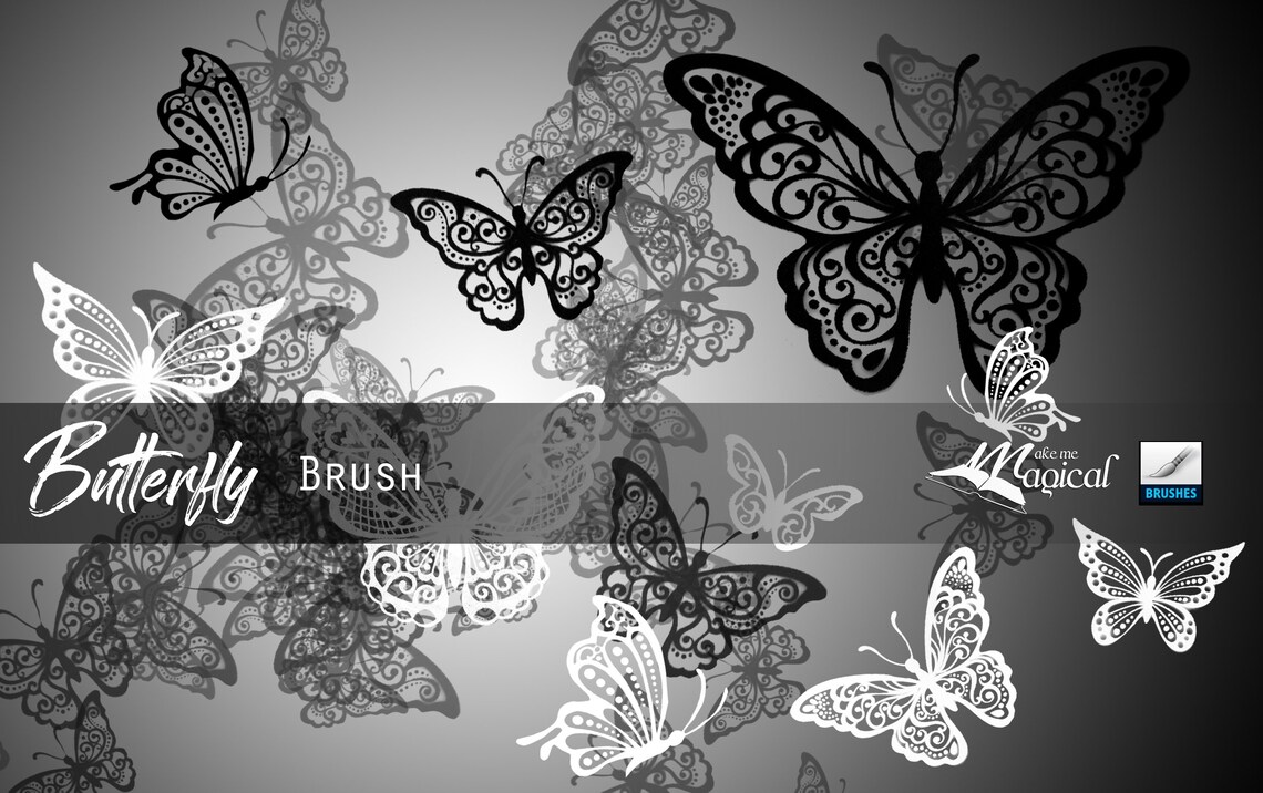 Butterfly Brush Photoshop Brush Abr File Butterfly Swarm - Etsy