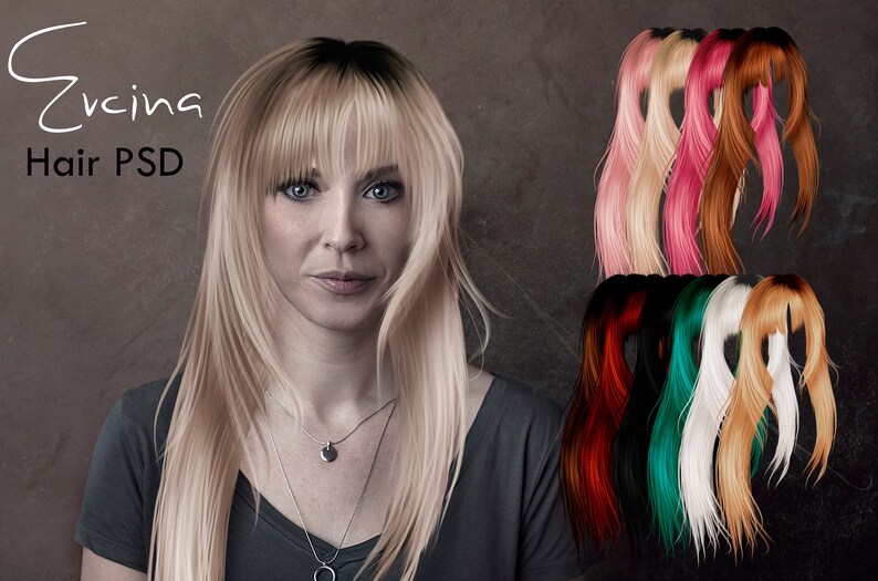 Digital Overlay Hair Overlay Evcina digital painted hair psd | Etsy