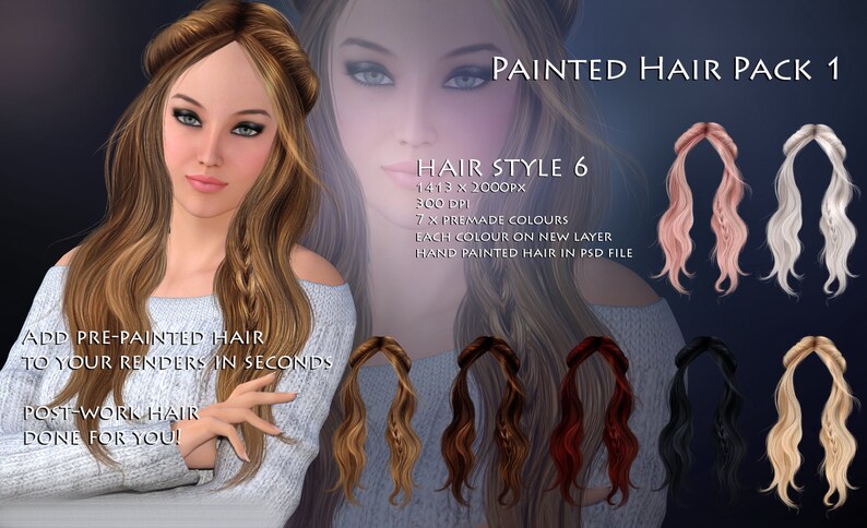 Digital Overlay Hair Overlay Keira Digital Painted Instant | Etsy