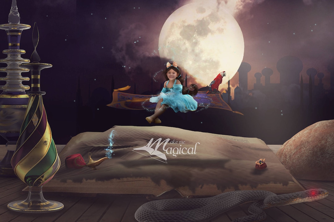 Aladdin Digital Backdrop, Jasmine Digital Background, Magic Flying ...