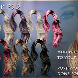 Digital Overlay, Alvia Painted Hair PSD by Makememagical. Digital Hair ...