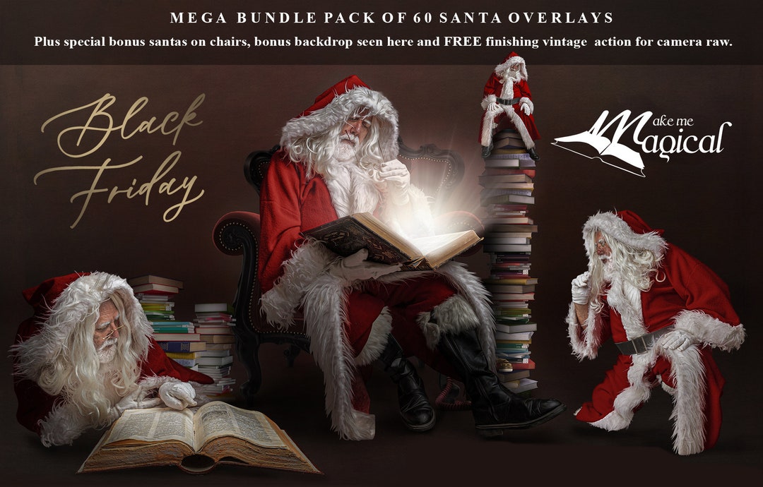 Over 60 Digital Santa Overlays in a Massive Bundle by Makememagical ...