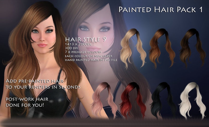 Digital Overlay, Hair Overlay, Juliana Digital Painted Instant Hair Psd ...