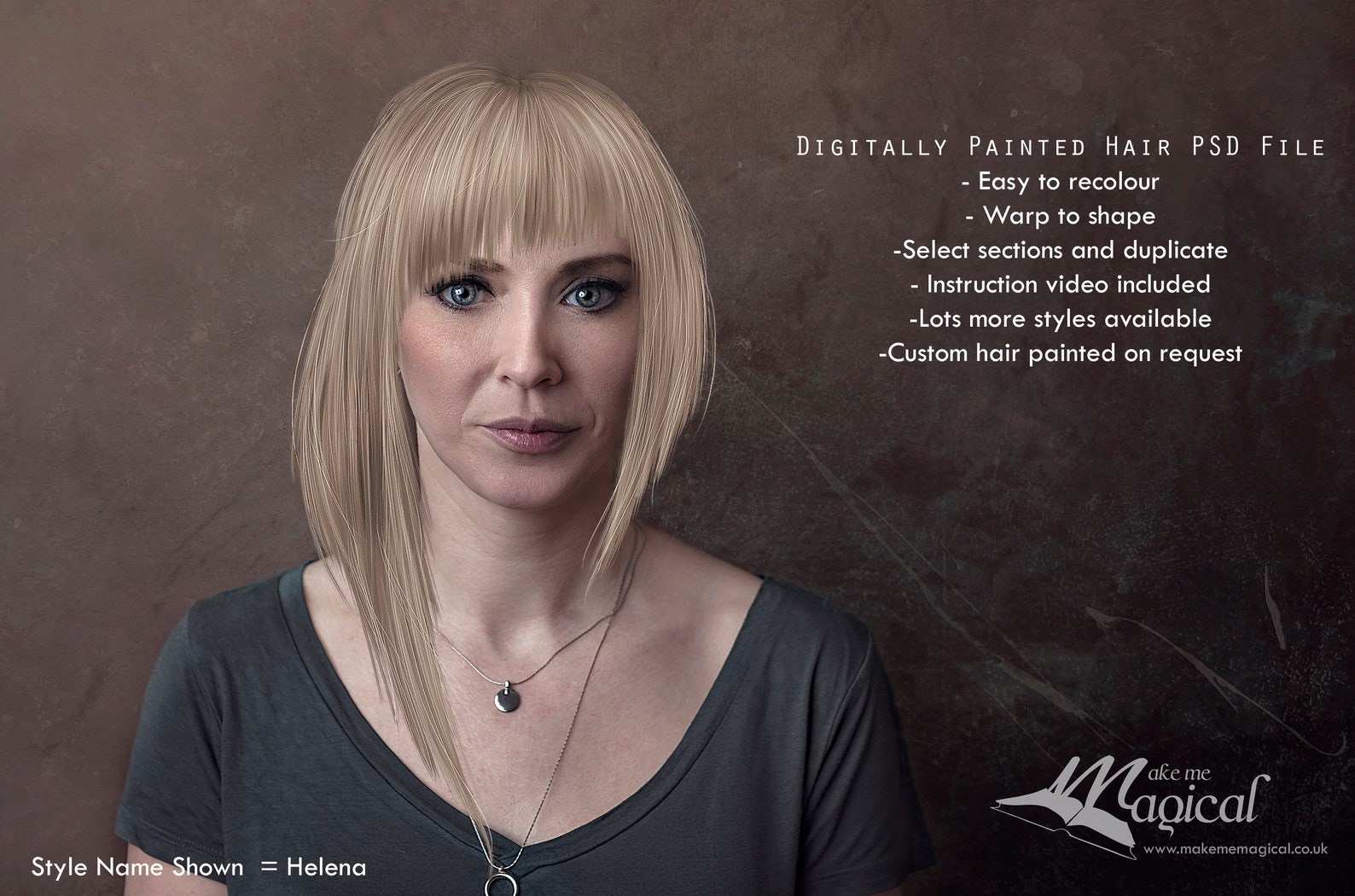 Digital Overlay, Hair Overlay, Helena Digital Painted Instant Hair Psd ...