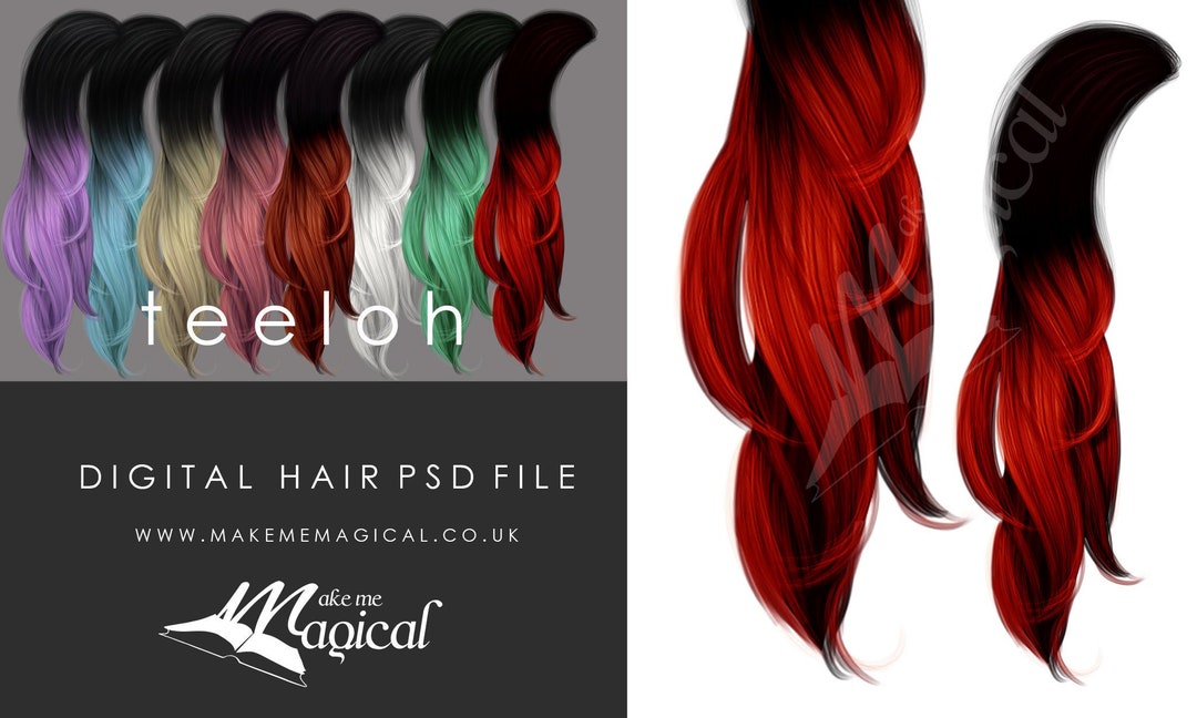Digital Overlay, Hair Overlay, Teeloh Digital Painted Instant Hair Psd ...