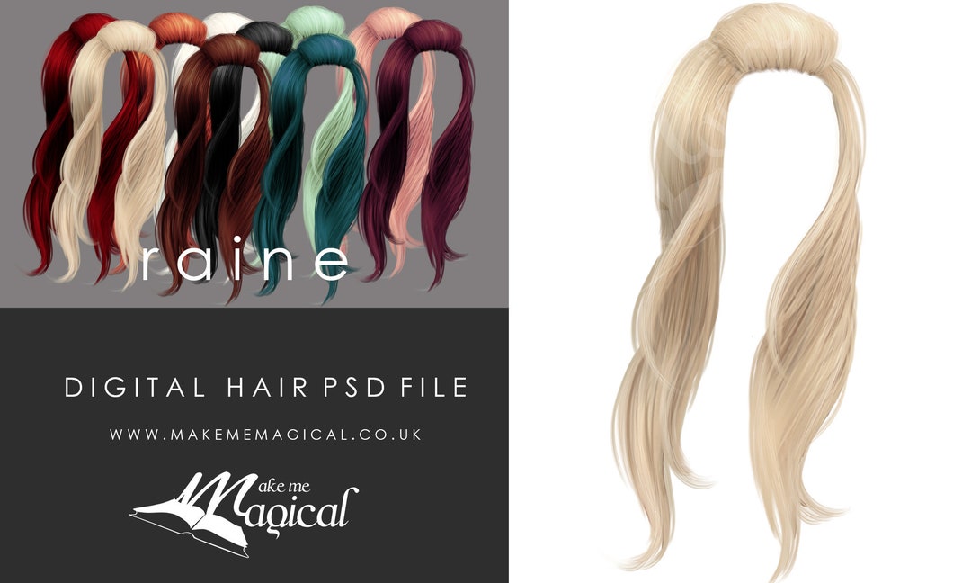 Digital Overlay, Hair Overlay, Raine Instant Hair PSD by Makememagical ...