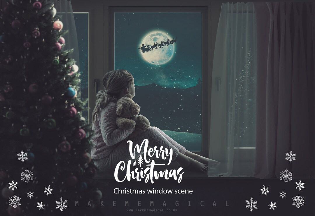 Christmas Window Digital Backdrop, Christmas Digital Window Scene ...
