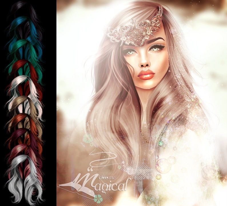 Digital Overlay Hair Overlay Clarice Digital Instant Hair | Etsy