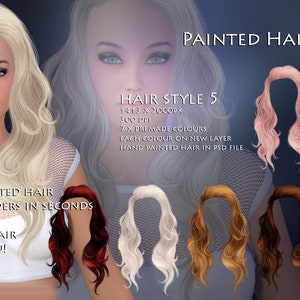 Digital Overlay, Hair Overlay, Nica Digital Painted Instant Hair Psd by ...
