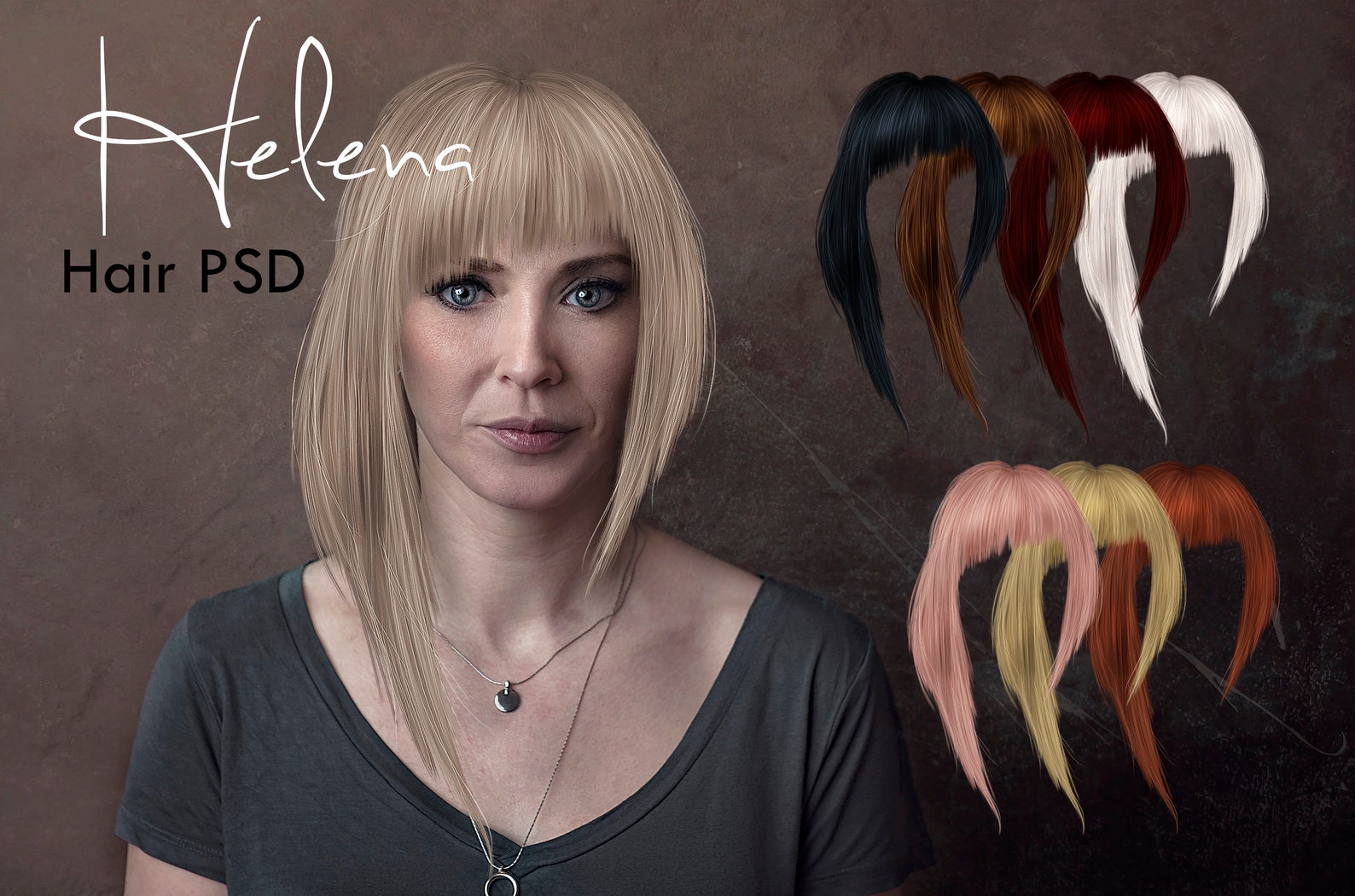 Digital Overlay, Hair Overlay, Helena Digital Painted Instant Hair Psd ...