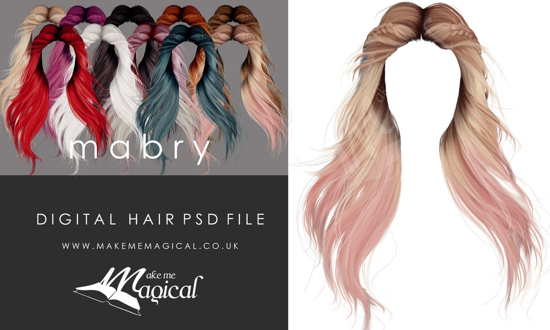 Digital Overlay, Digital Hair, Mabry Digital Painted Instant Hair Psd ...