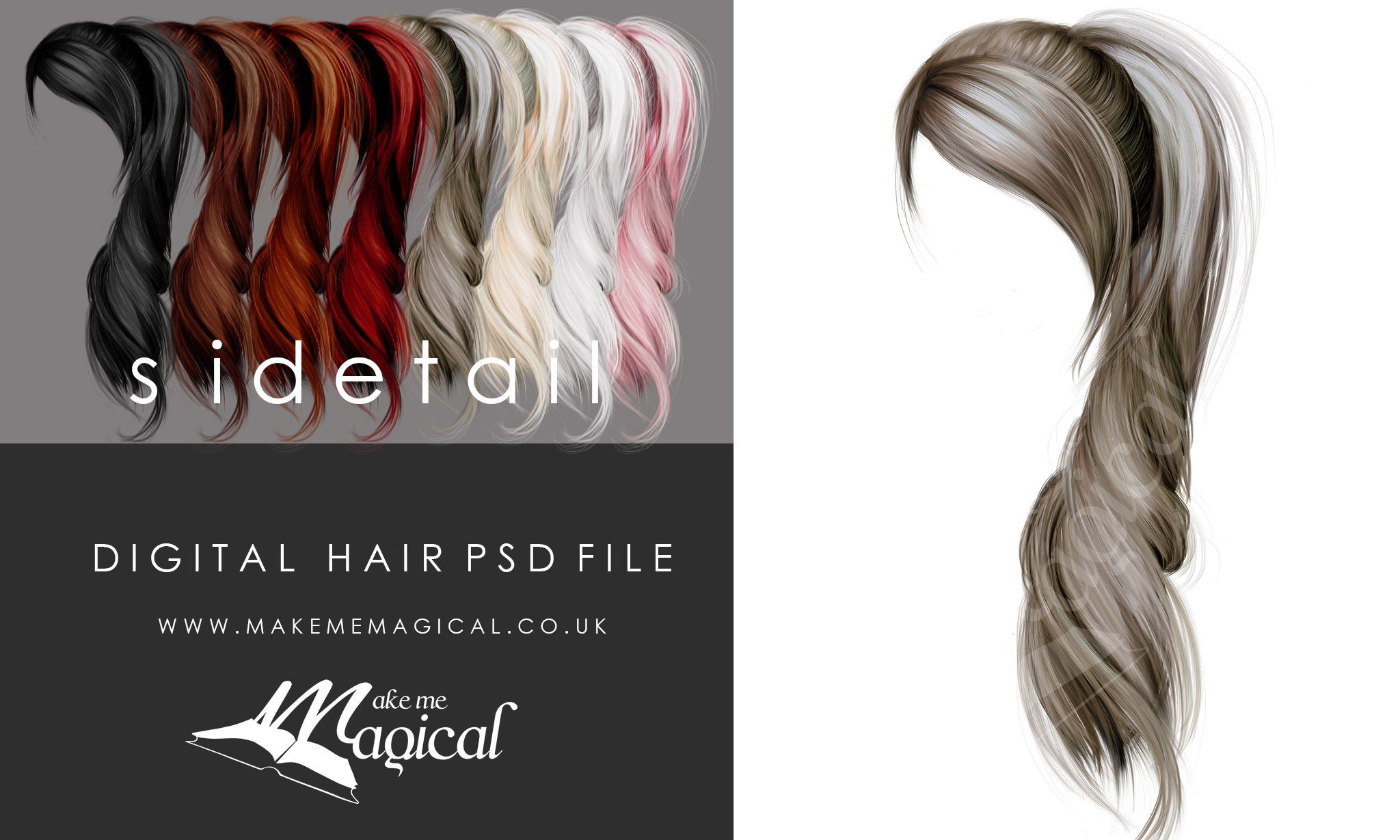 Digital Overlay Hair Overlay Sidetail Instant Painted - Etsy UK