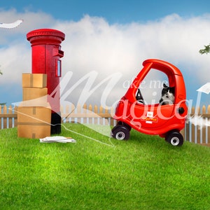 Postman Pat and Jess the Cat Digital Backdrop, Post Man Digital ...