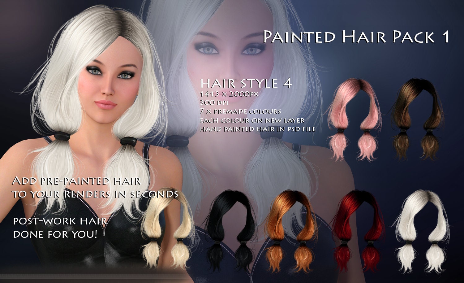 Digital Overlay, Hair Overlay, Aby Painted Digital Instant Hair Psd by ...