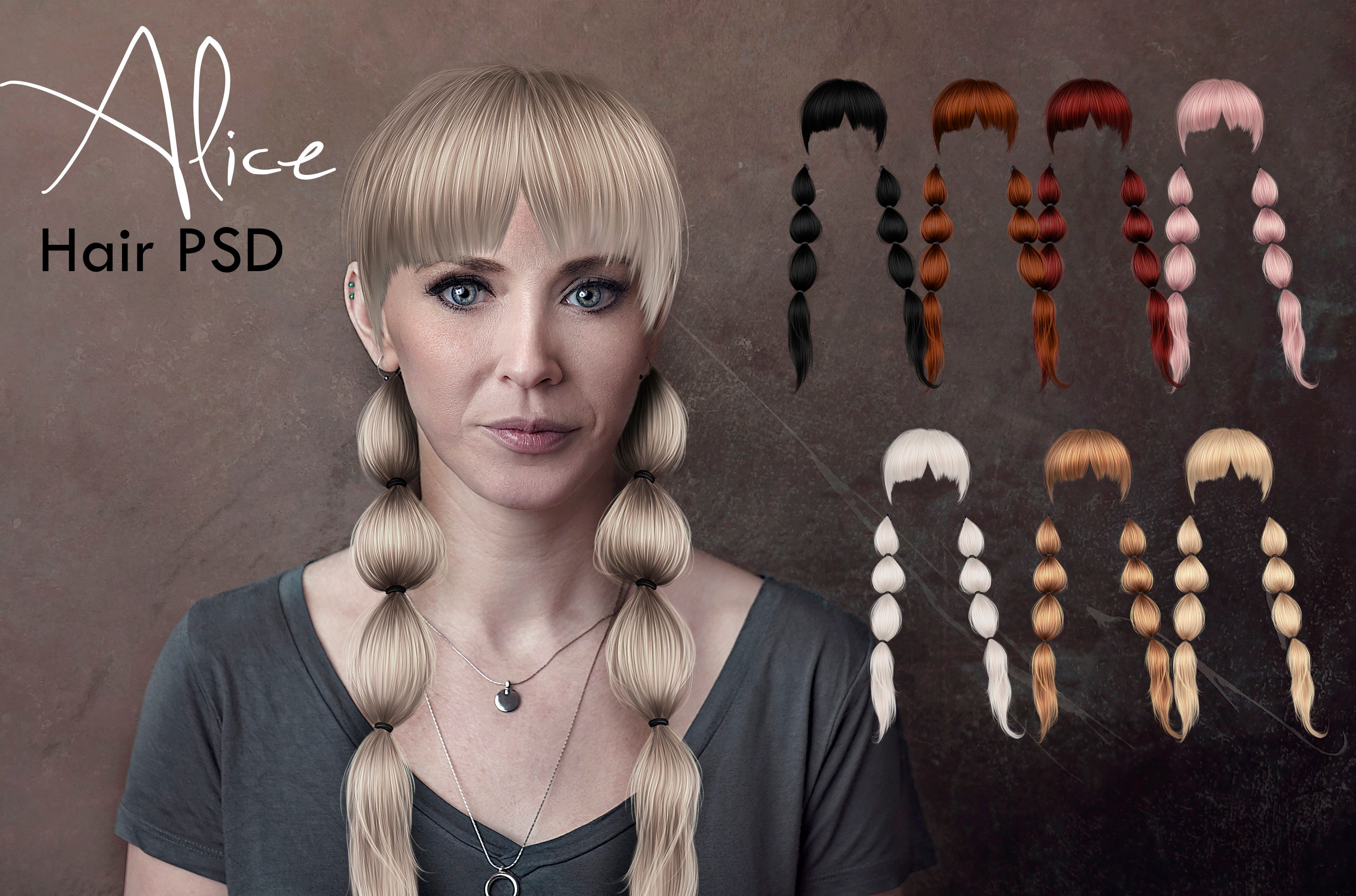 Digital Overlay, Digital Hair, Alice Digital Painted Instant Hair Psd ...