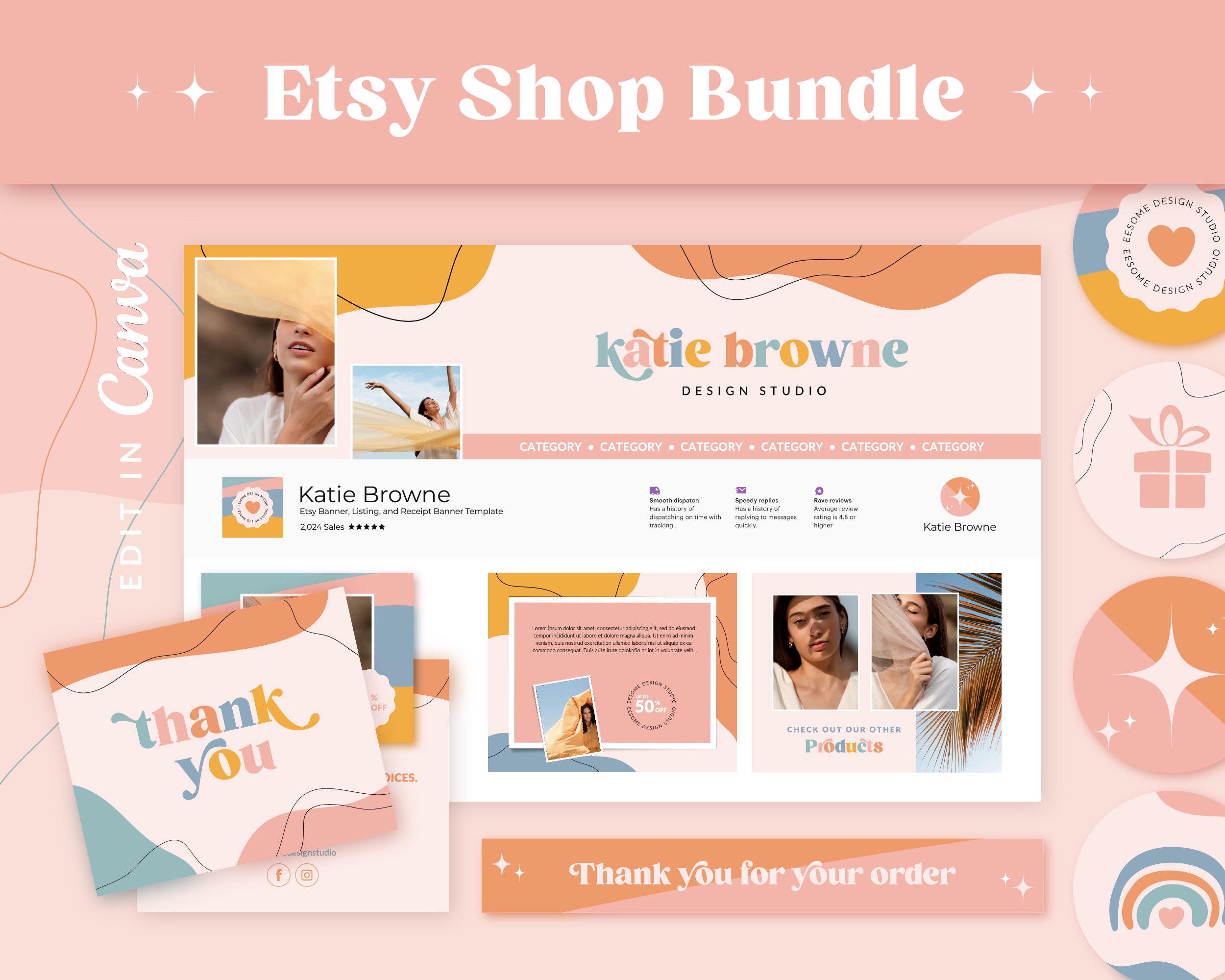 Etsy Banner Templates Canva Vibrant Pastel Etsy Shop Bundle Etsy Store ...