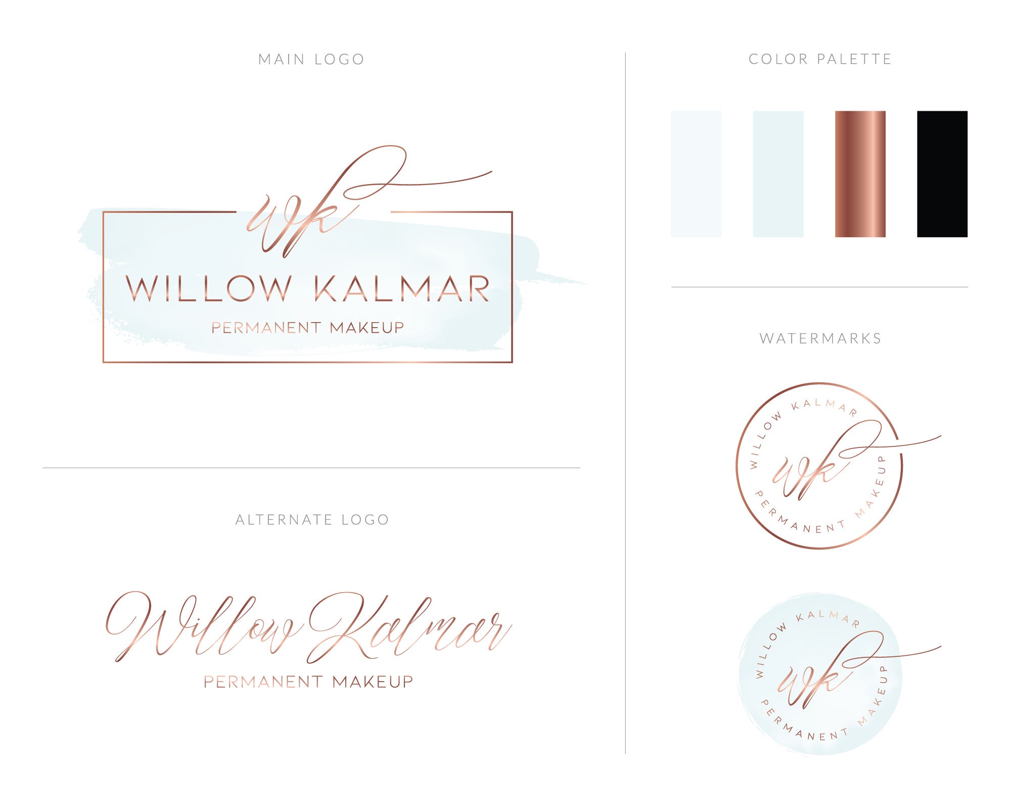 Mint Blue Watercolor Logo Design, Custom Logo Design, Boutique Brand ...