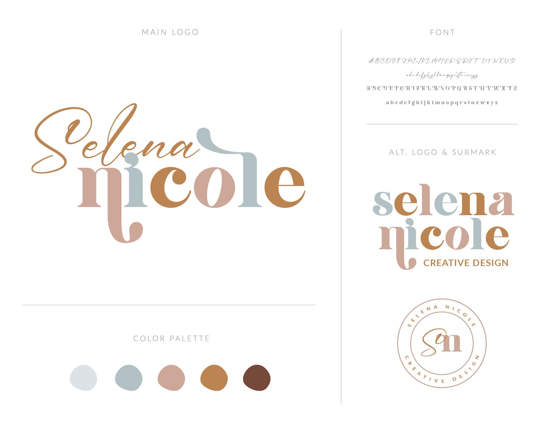 Boho Retro Logo Bright Bohemian 60s 70s Branding Kit Modern - Etsy