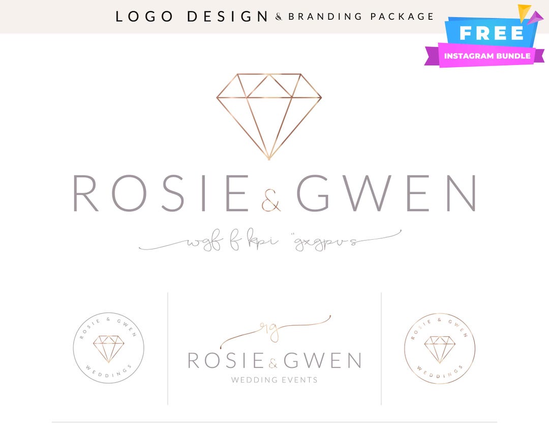 Glitter Diamond Logo Design: Elegant Premade Branding Kit - Etsy
