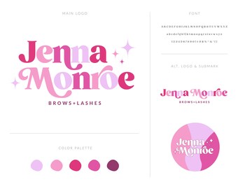 Rainbow Retro Pink Violet Logo, Cute Beauty Logo, Funky Logo Branding ...