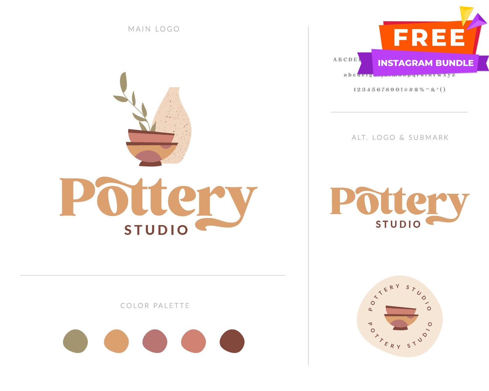 Ceramics Vase Logo, Pottery Logo, Florist Logo, Feminine Logo, Dried ...