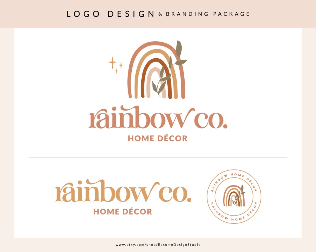 Rainbow Logo Design Handmade Creative Logo Design Neutral - Etsy