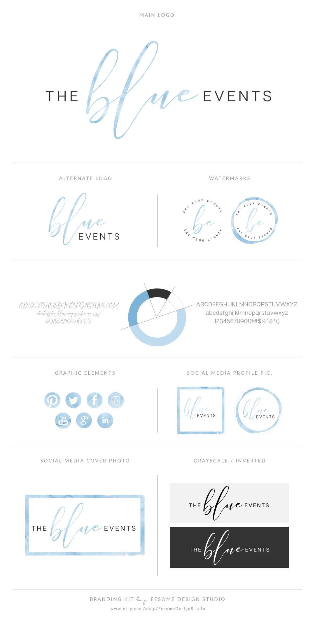 Watercolor Logo Design Branding Package Inc. Photography Logo Watermark ...